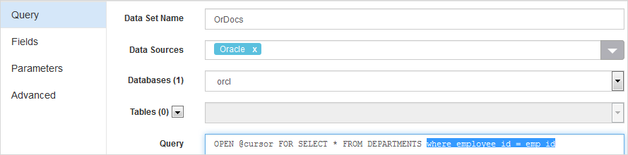 Associating the Report Input with the Data Set