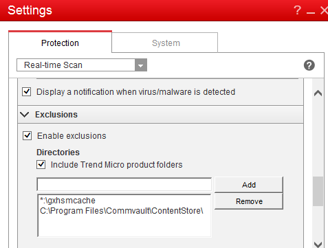 Trend Micro® Apex One Endpoint Security Settings for Windows Archiver