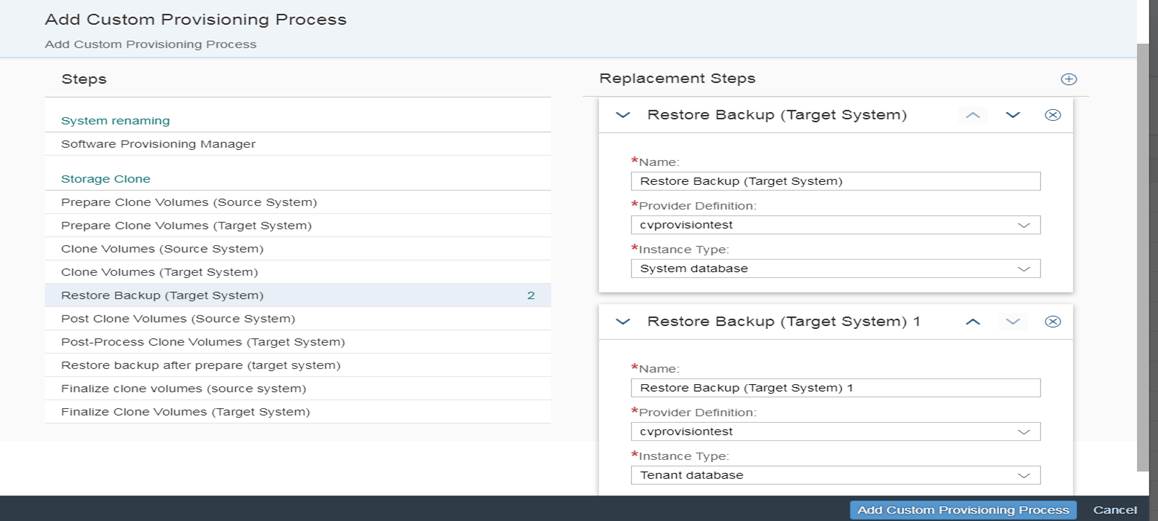 Creating a Custom Provisioning Process for Database Refresh (HANA V2/MDC)